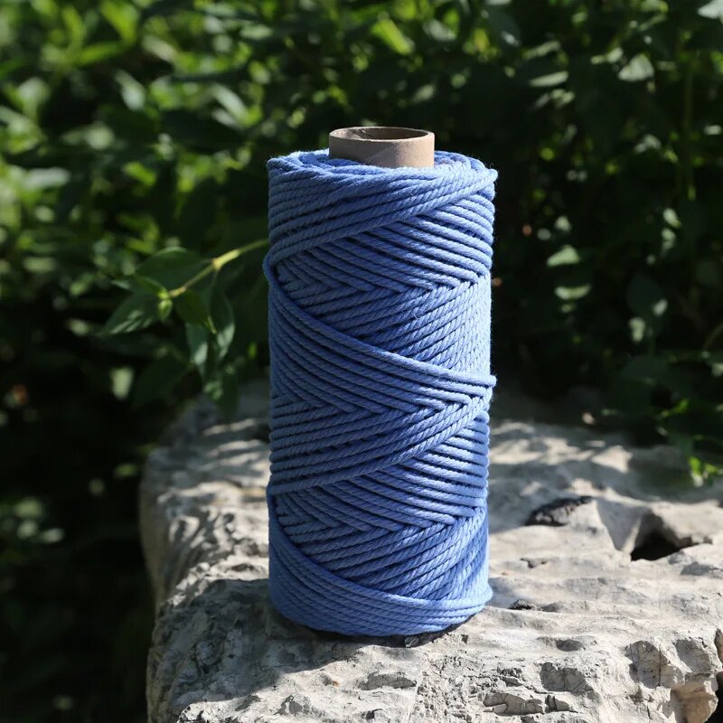Хлопковый шнур для макраме 3мм/4мм 100 метров Синий, 3mm-100m, B31
