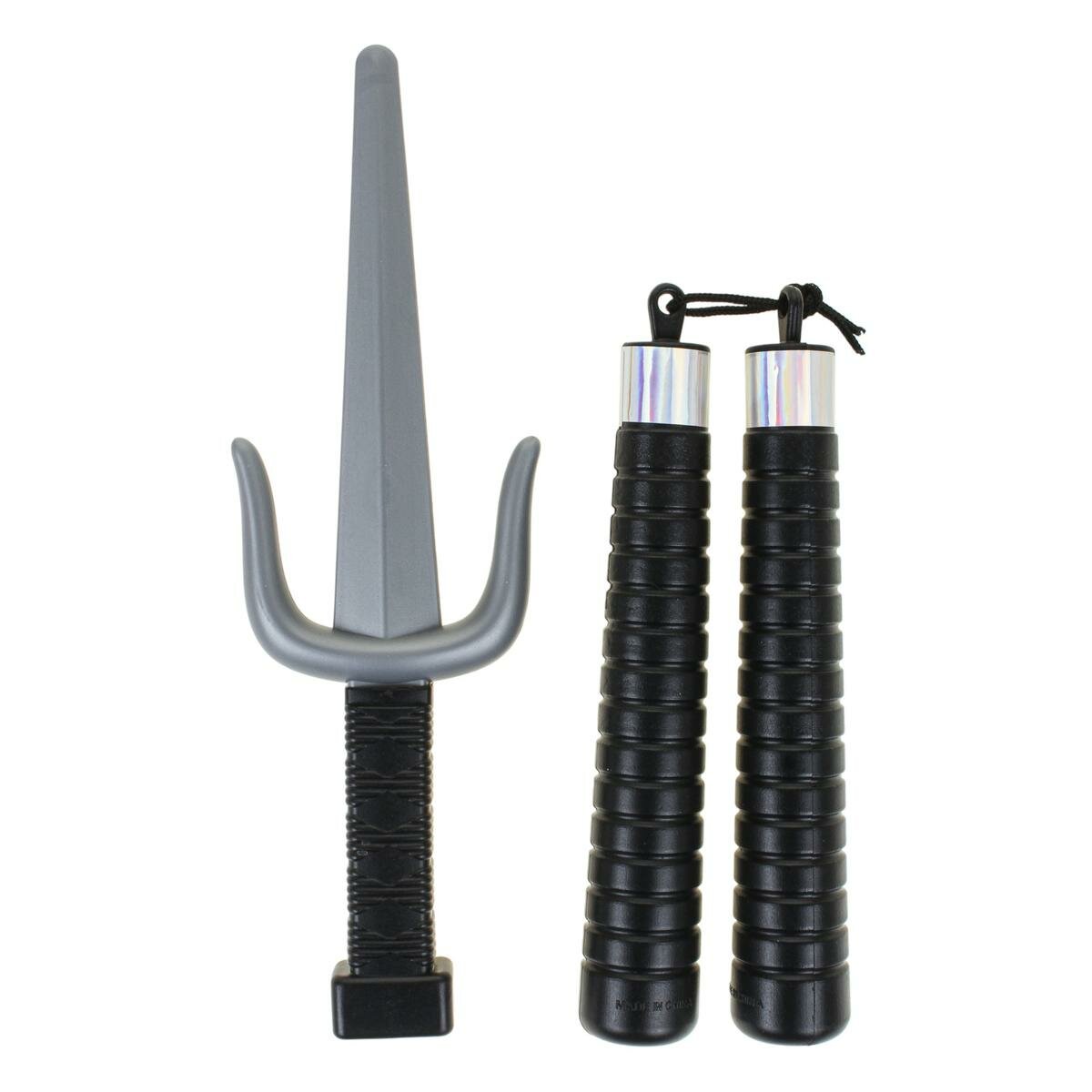 Набор оружия ниндзя, 2 предмета: сай и нунчаки, пластик, 24х7х2 см, 3+