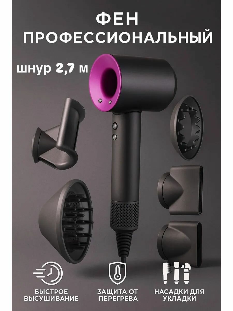 Super Hair Dryer Фен для волос Фен для волос_98aa9b89-bb88-4899-9b98-a9ab888baaa8, розовый
