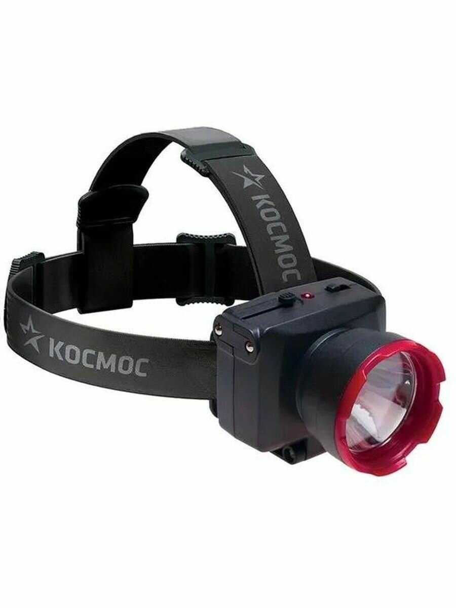 Фонарь аккумуляторный налобный H1W LED 1Вт 2 режима аккум. 0.5А. ч ЗУ 220В космос KOCAccuH1WLED