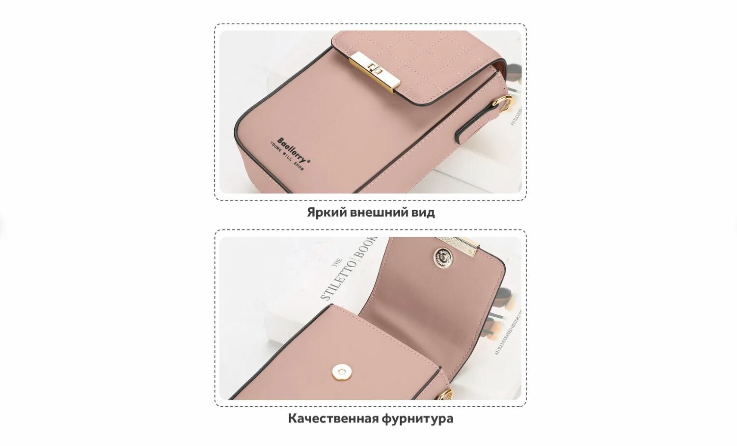 Сумка клатч , фактура зернистая, светло-фиолетовый — фото 1
