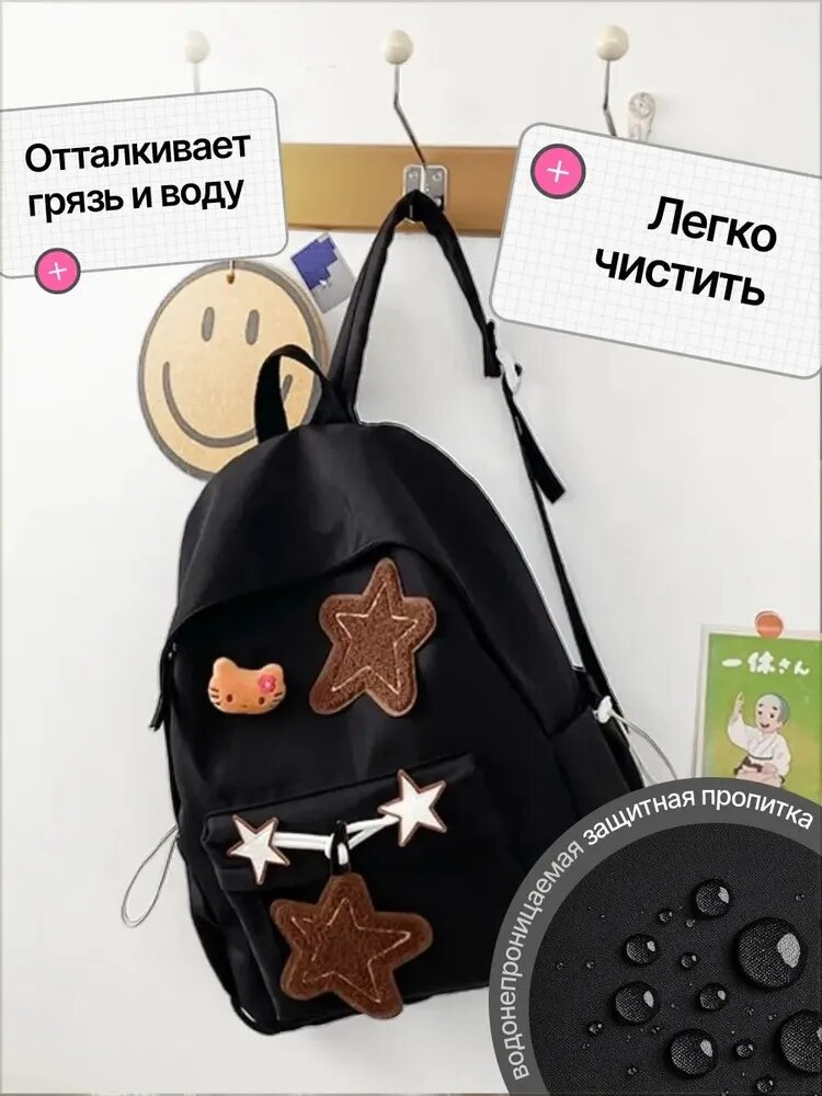 Рюкзак школьный для девочки, 19-20 л, для ноутбука 14", черный, полиэстер, 450 г — фото 1