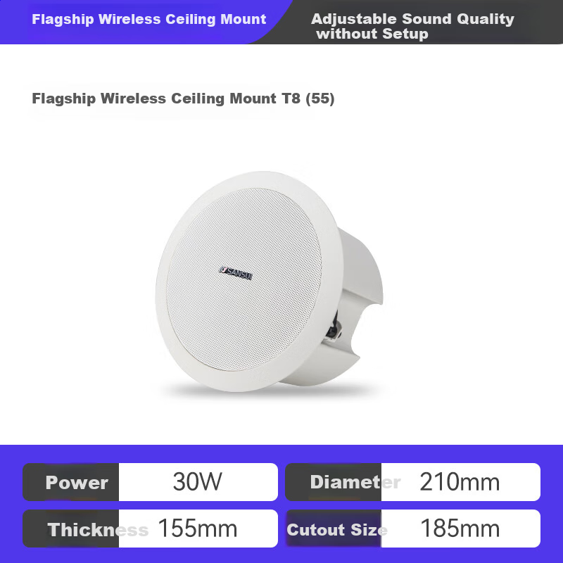 SANSUI (SANSUI) T8 Bluetooth Ceiling Speaker Set Embedded Combination Engineering Ceiling Music Public Speaker System Wireless Bluetooth Ceiling Speaker Coaxial 5-Inch Speaker One