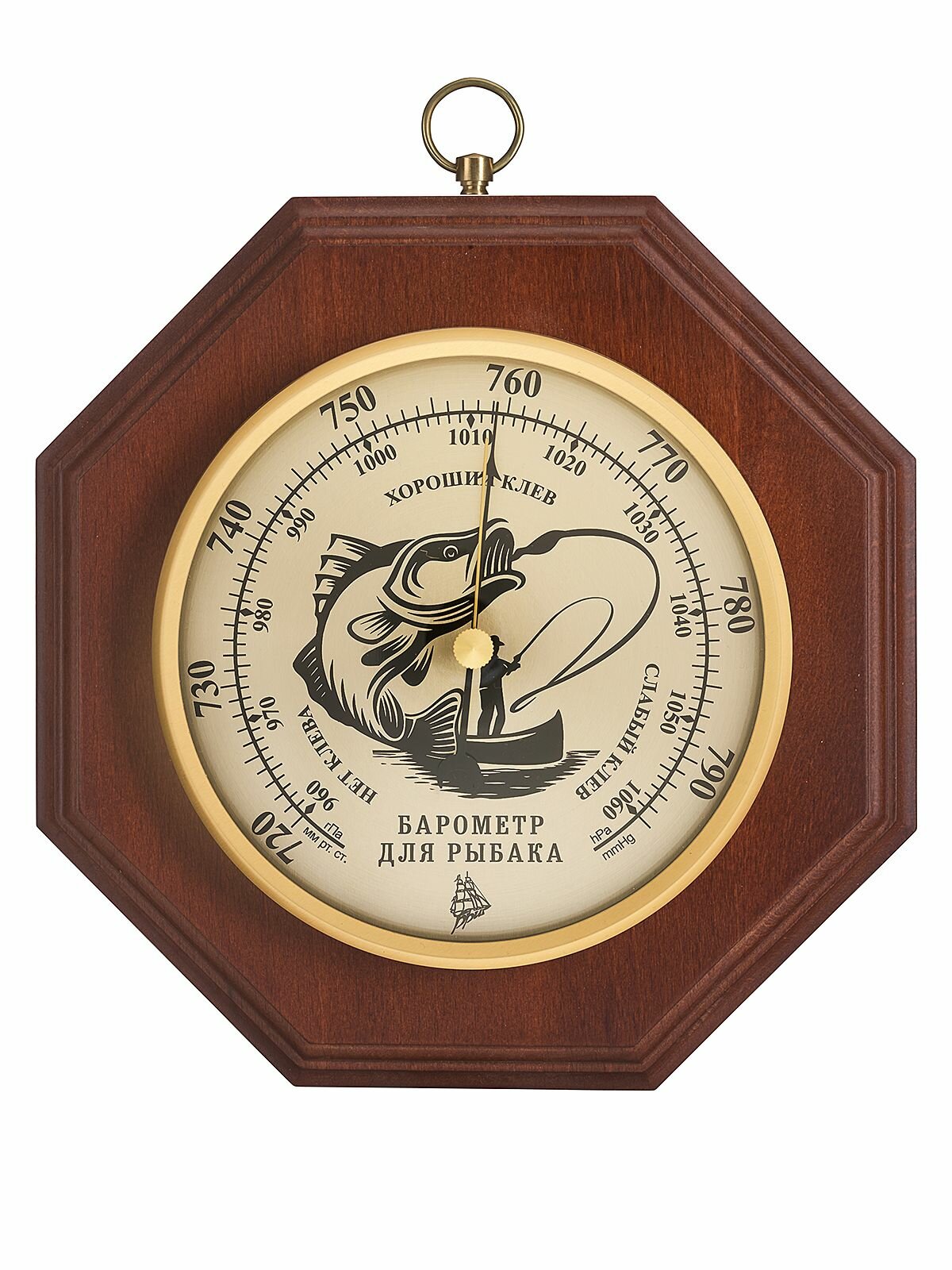 Барометр настенный Бриг БМ91311-М рыбак . Натуральное дерево.