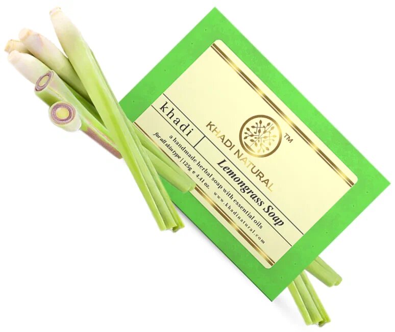 Мыло Лемонграсс Кхади ручной работы с эфирными маслами Lemongrass soap Khadi Natural 125 гр.