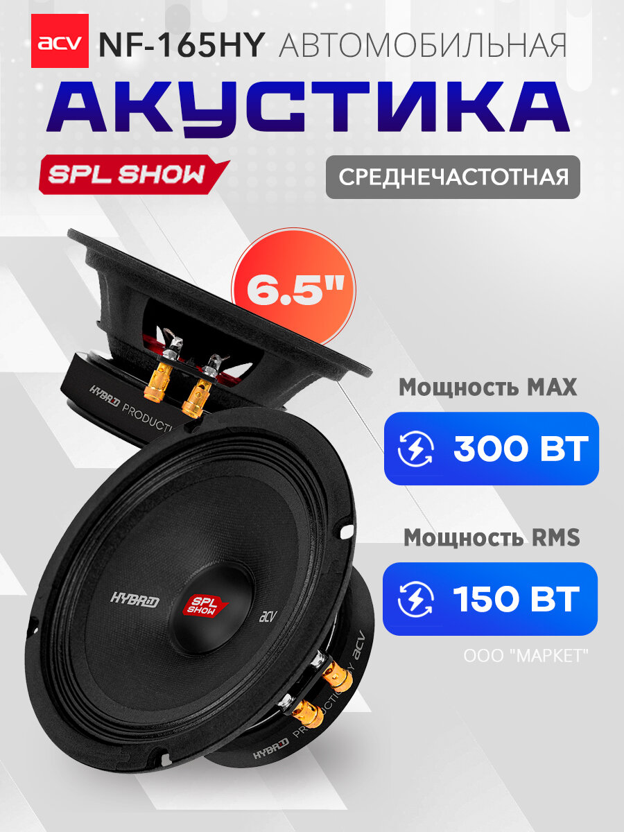 Акустика СЧ ACV NF-165HY 300 Вт, 6.5" / Динамики автомобильные 16 см