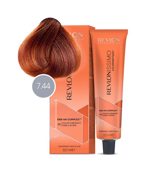 Крем-краска для перманентного окрашивания волос Revlonissimo Colorsmetique 7.44 блондин гипер-медный