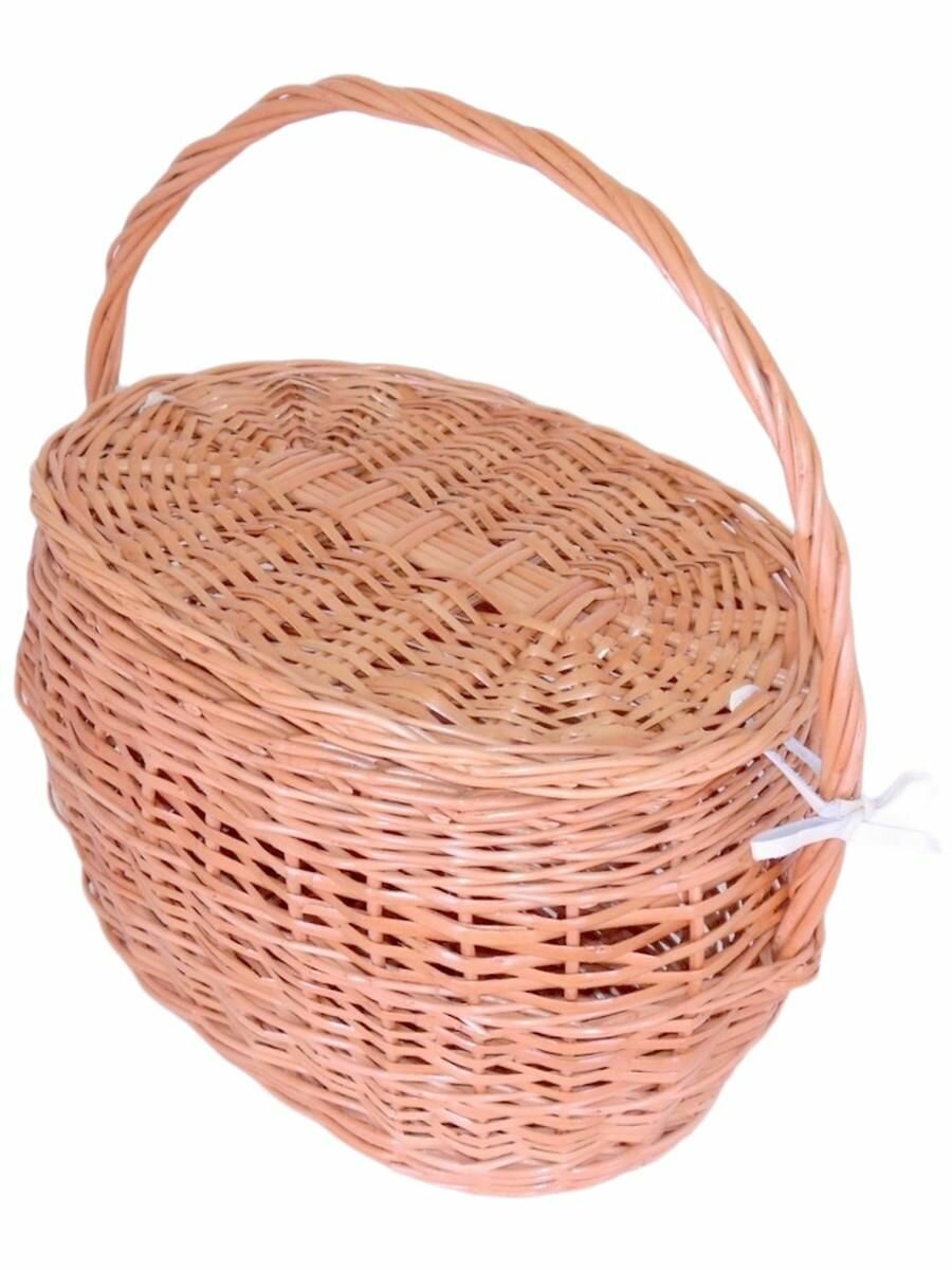 Корзина плетеная хозяйственная с крышкой №2 18л, ручное плетение из лозы