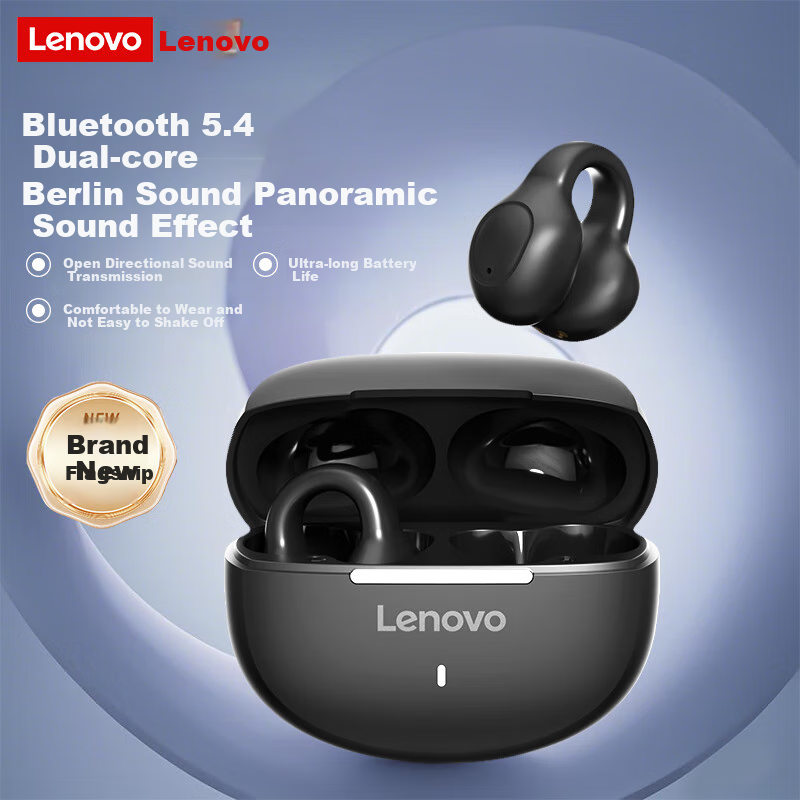 Lenovo Bluetooth Earphone Clip-on Open Non-In-ear Bluetooth 5.4 Wireless Sports Music Gaming Earphone Compatible with Apple, Huawei, Xiaomi, OPPO Phones EA420 Lapis Black