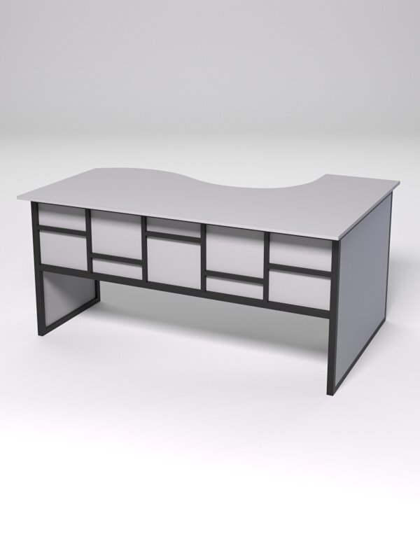 Стол эргономичный офисный СЭ-11 (левосторонний) "стронг" в стиле лофт декор №3, Серый