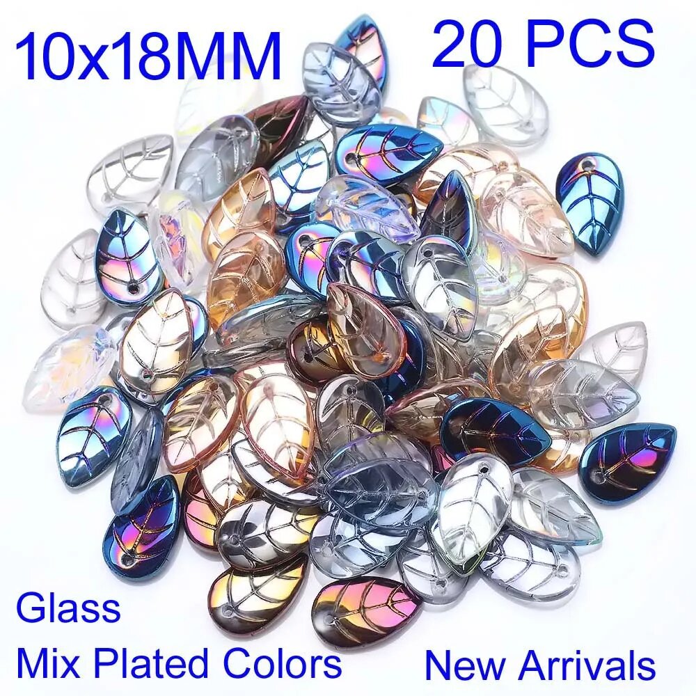 20шт подвесок "Листья", 10x18мм, Mix Plated Colors