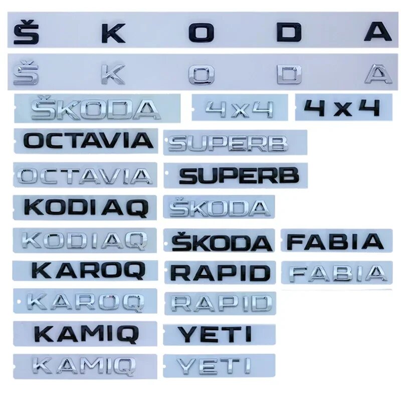 Эмблема-наклейка на багажник автомобиля из ABS-пластика для Skoda Octavia, Silver, For Skoda-57.3cm