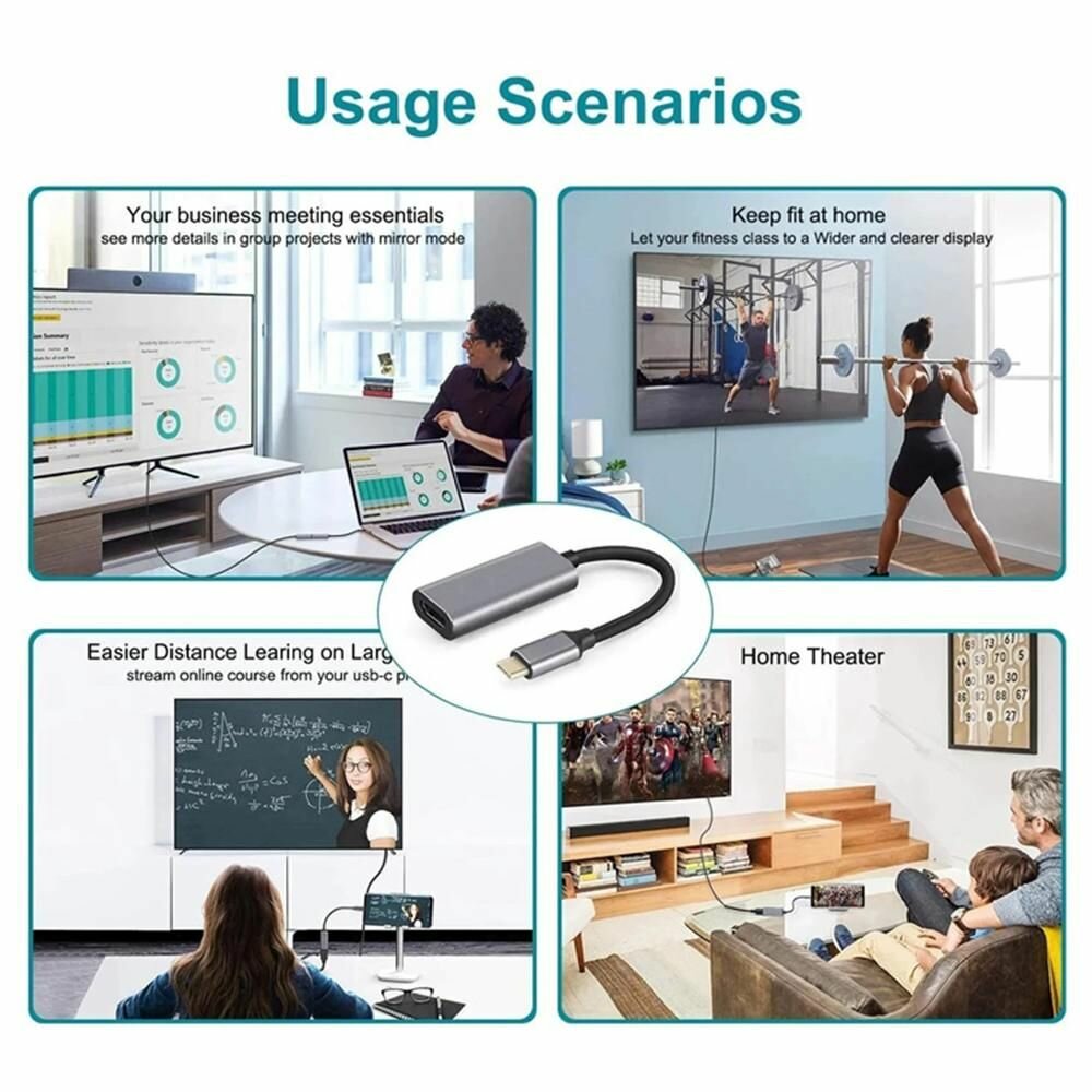 USB-кабель адаптера типа C к HDMI для телефона-планшета MHL Android, черный