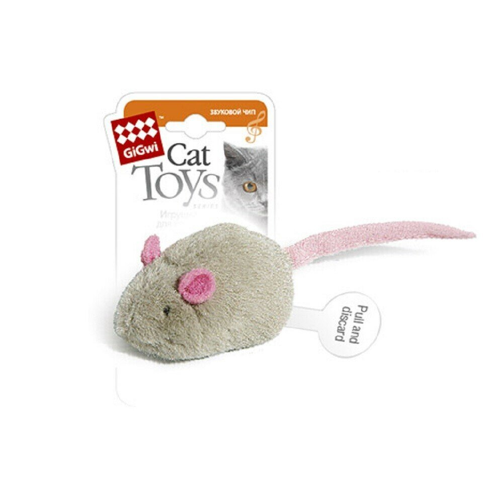 GiGwi Игрушка для кошек Мышка с электронным чипом, звуковая (касание - звук)
