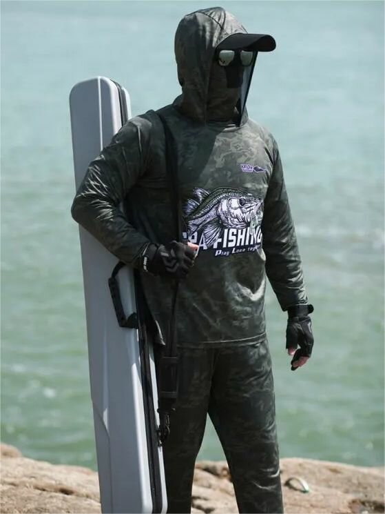 Камуфляжная одежда для рыбалки из ледяного шелка с солнцезащитным кремом, Летний камуфляжный рыболовный набор