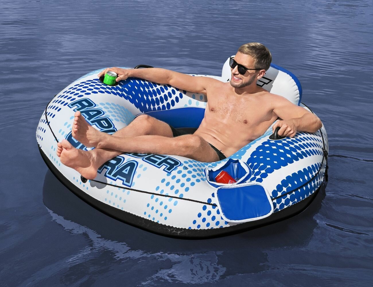 Надувной круг-кресло Rapid Rider с сетчатым дном и баром, 152х132х50 см, BestWay