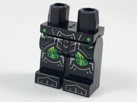 Hips and Legs with Silver Armor Lines, Green Knee Pads with Lime Streaks Pattern, 970c00pb0769 Black U