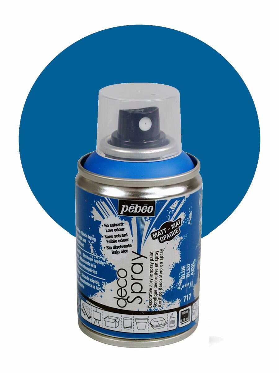 Акриловая краска на водной основе Pebeo decoSpray (аэрозоль) 100 мл, синий матовый