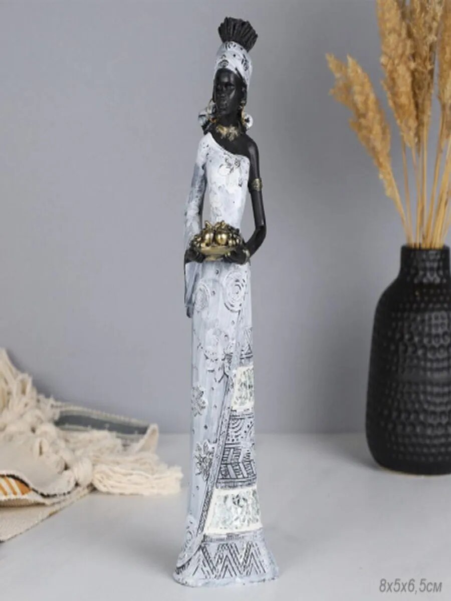 Статуэтка «Африканка», с подносом, полистоун, ручная работа, высота 30см