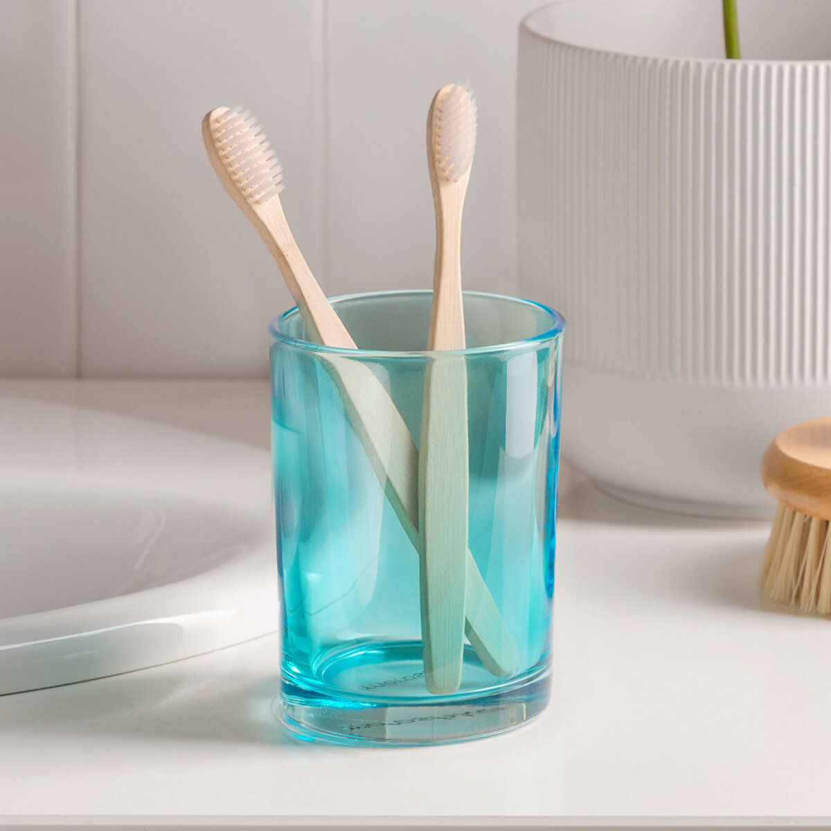 Стакан для зубных щеток стеклянный Bright colors цвет голубой