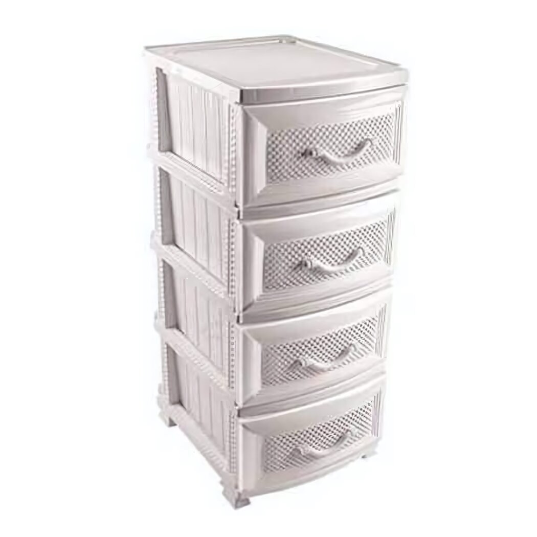 Комод пластиковый 'Дельфин' 4 секции, белый, с вентиляцией и ручками