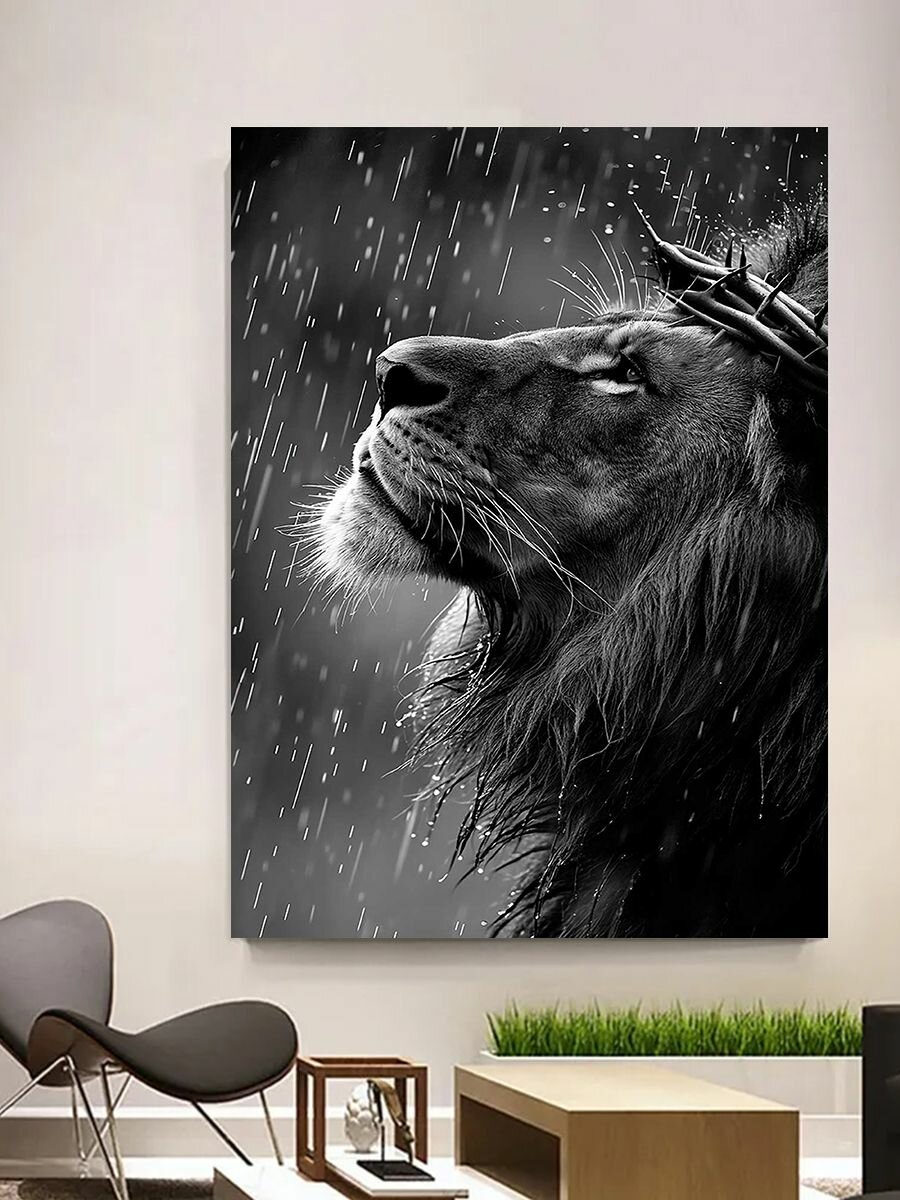 Картина со львами, Благородство царя зверей из коллекции "Лев", 50х70 см.