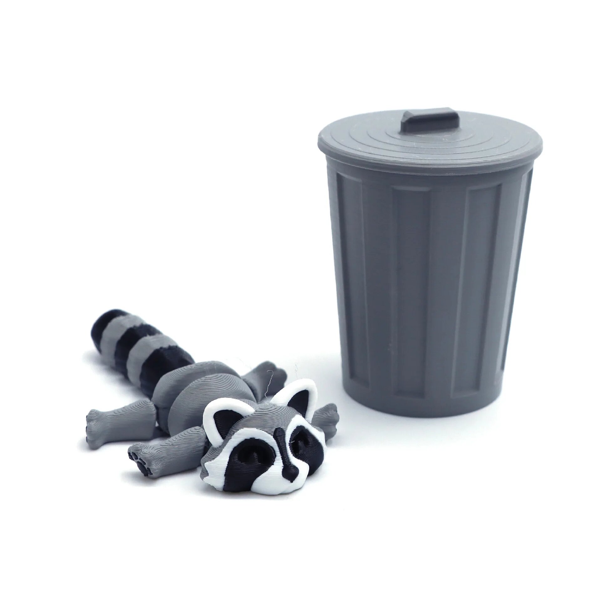 MOONBIFFY 3D печатный шарнирный енот с мусорным баком Grey 2