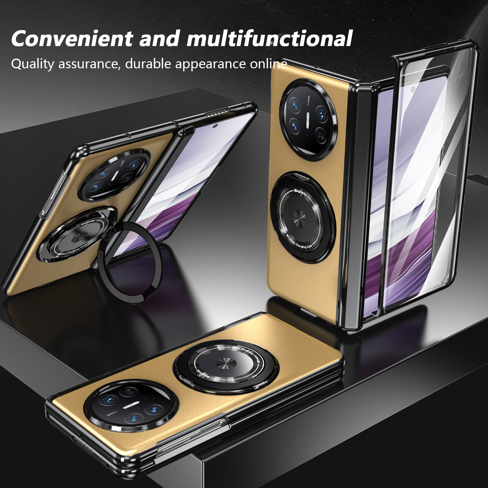 Подходит для Huawei Mate X5 / Хуавей Мейт X3 Чехол для смартфона Кронштейн вращения, Высокая четкость с передней пленкой из закаленного стекла, Мейт X5, подставка, матовая поверхность,360° Полная защита,