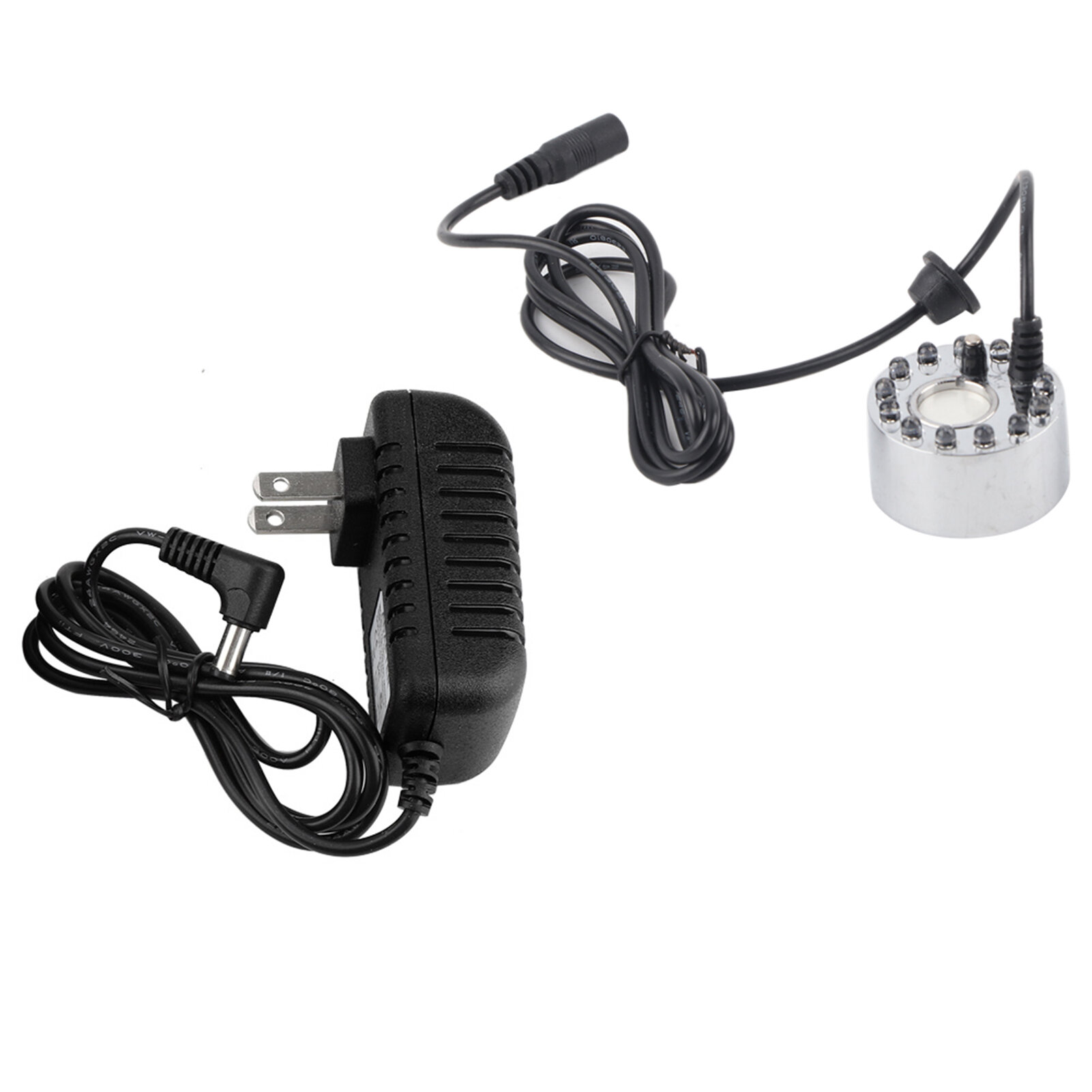 Серебряный аквариумный светильник с 12 светодиодами, ультразвуковой распылитель воды для фонтана, пруда, аквариума (для внутреннего и наружного использования), аксессуары для аквариума, вилка стандарта США, 110~240 В.