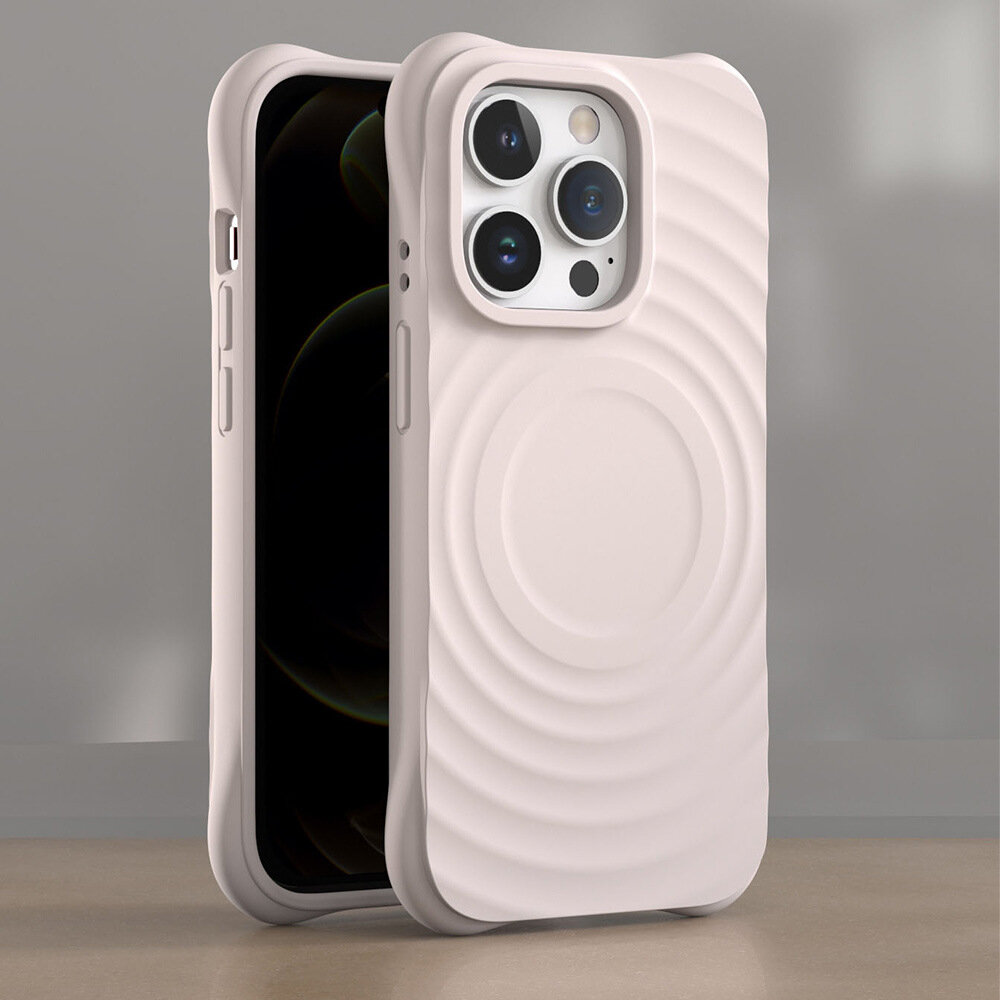 Популярный однотонный волнистый чехол, подходящий для Apple 17 Pro Max, беспроводной магнитный чехол для iPhone 16, защитный чехол.