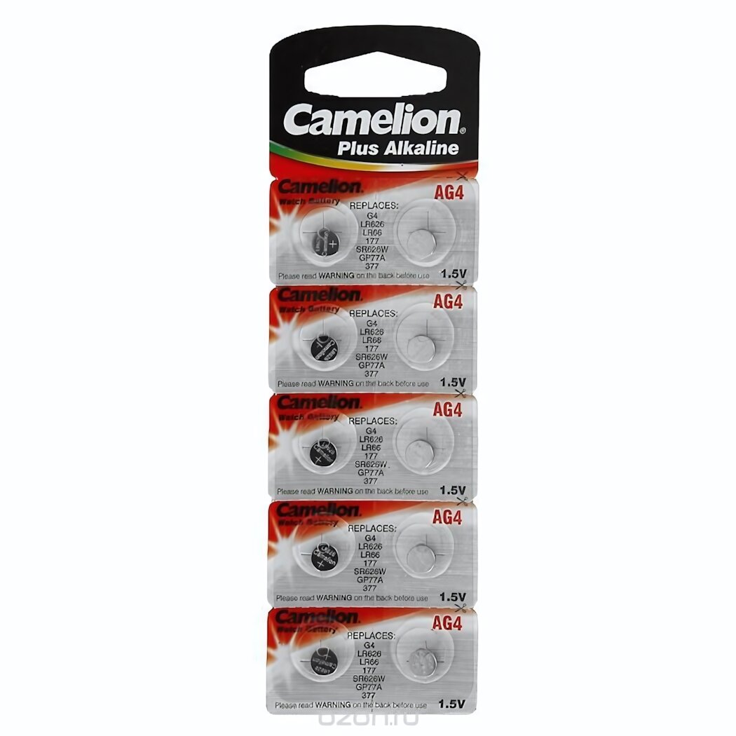 Элемент питания Camelion AG-4, 1.5V, щелочные, для слуховых аппаратов и медтехники, универсальные (G4, LR626)