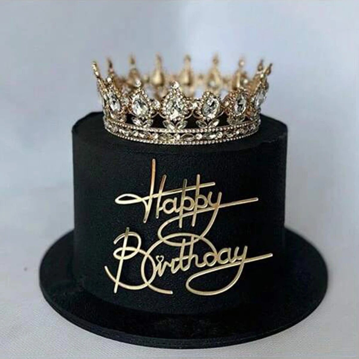 Набор из 3 декоративных топперов для торта "С днём рождения", акрил, золотой, серебряный, Шоколад