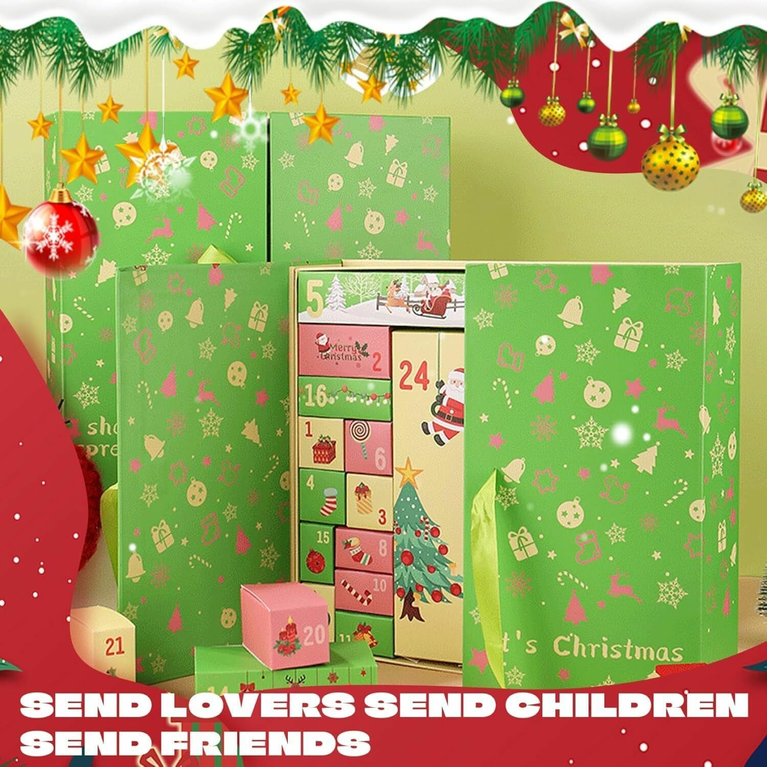 2024 Рождественский заполняемый адвент-календарь, календарь обратного отсчета, пустые коробки, товары для вечеринок