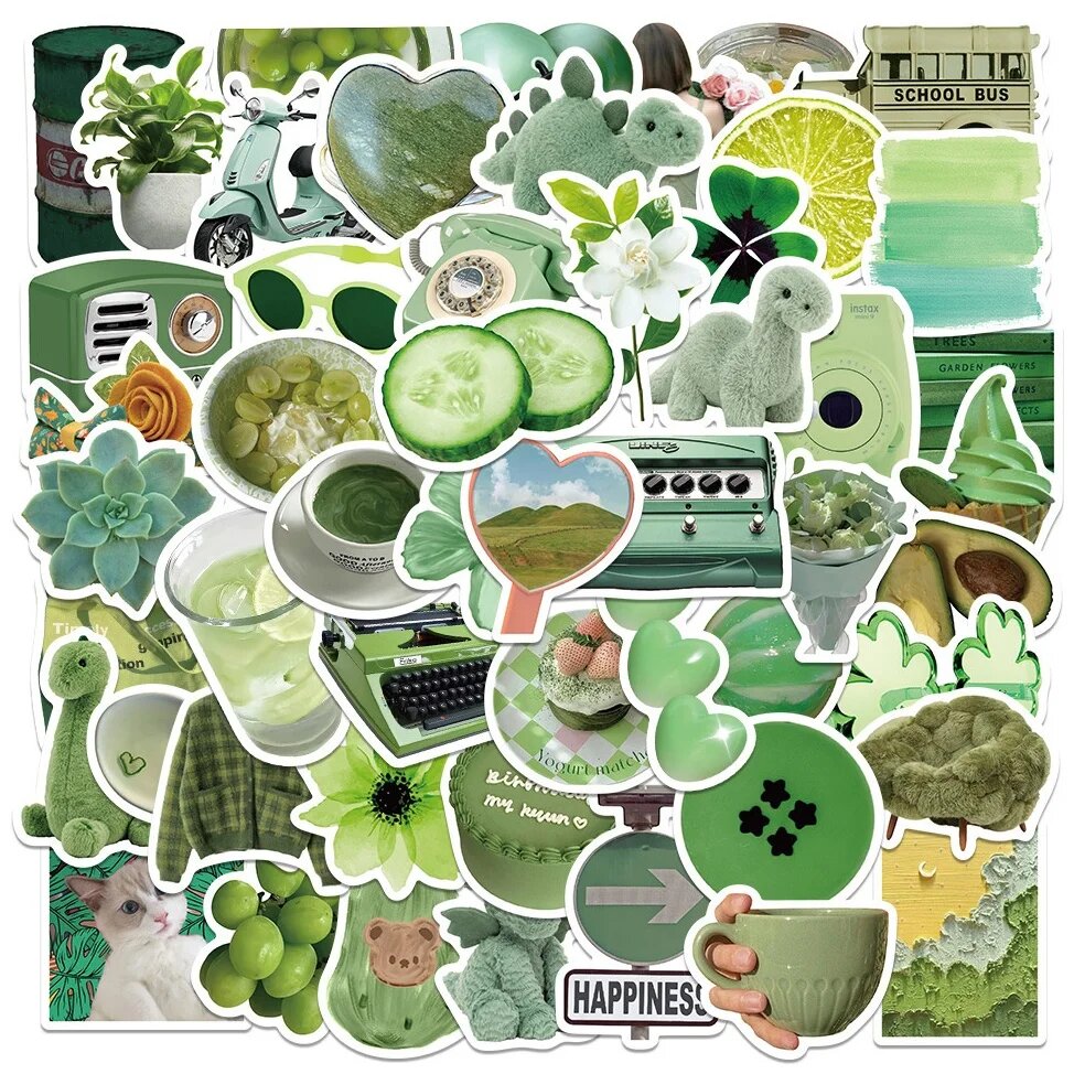 Набор из 10/30/50 летних зеленых граффити наклеек H-A410320-10PCS