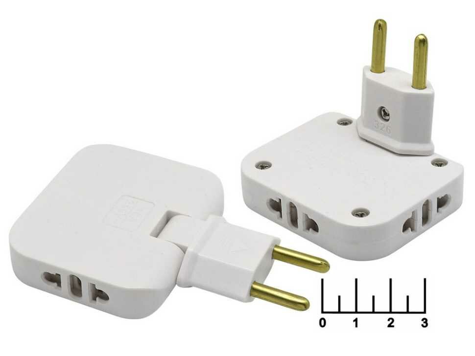 Тройник электрический /3 без земли 10A CM03 поворотный белый
