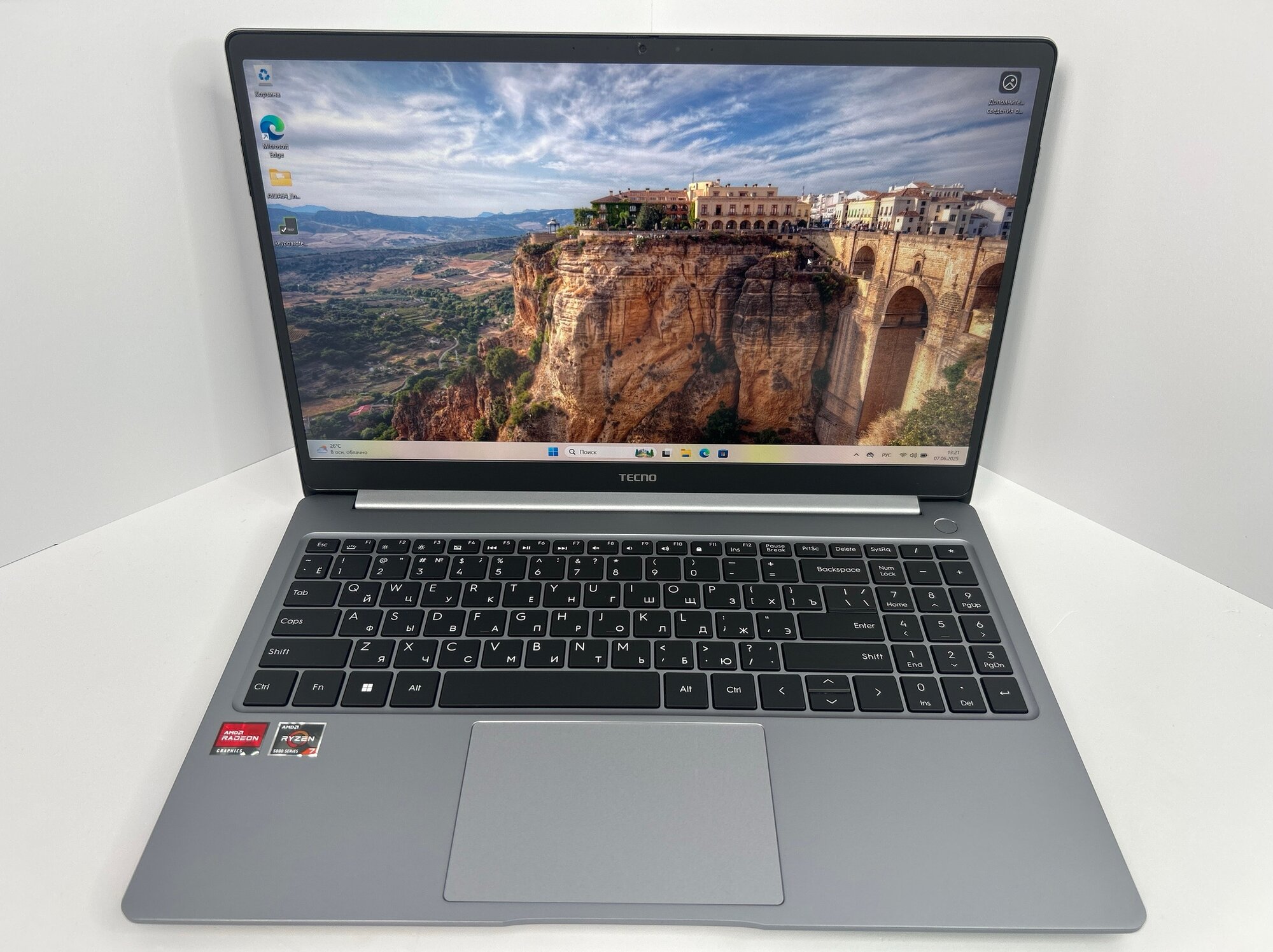 Ноутбук Tecno T15DA (4894947015229) 15.6"/AMD Ryzen 7 5800U/RAM 16GB/SSD 1024GB/AMD Radeon Graphics/1920*1080/IPS/Windows 11/Подсветка кл-ры: LED/серый космос Состояние: B1