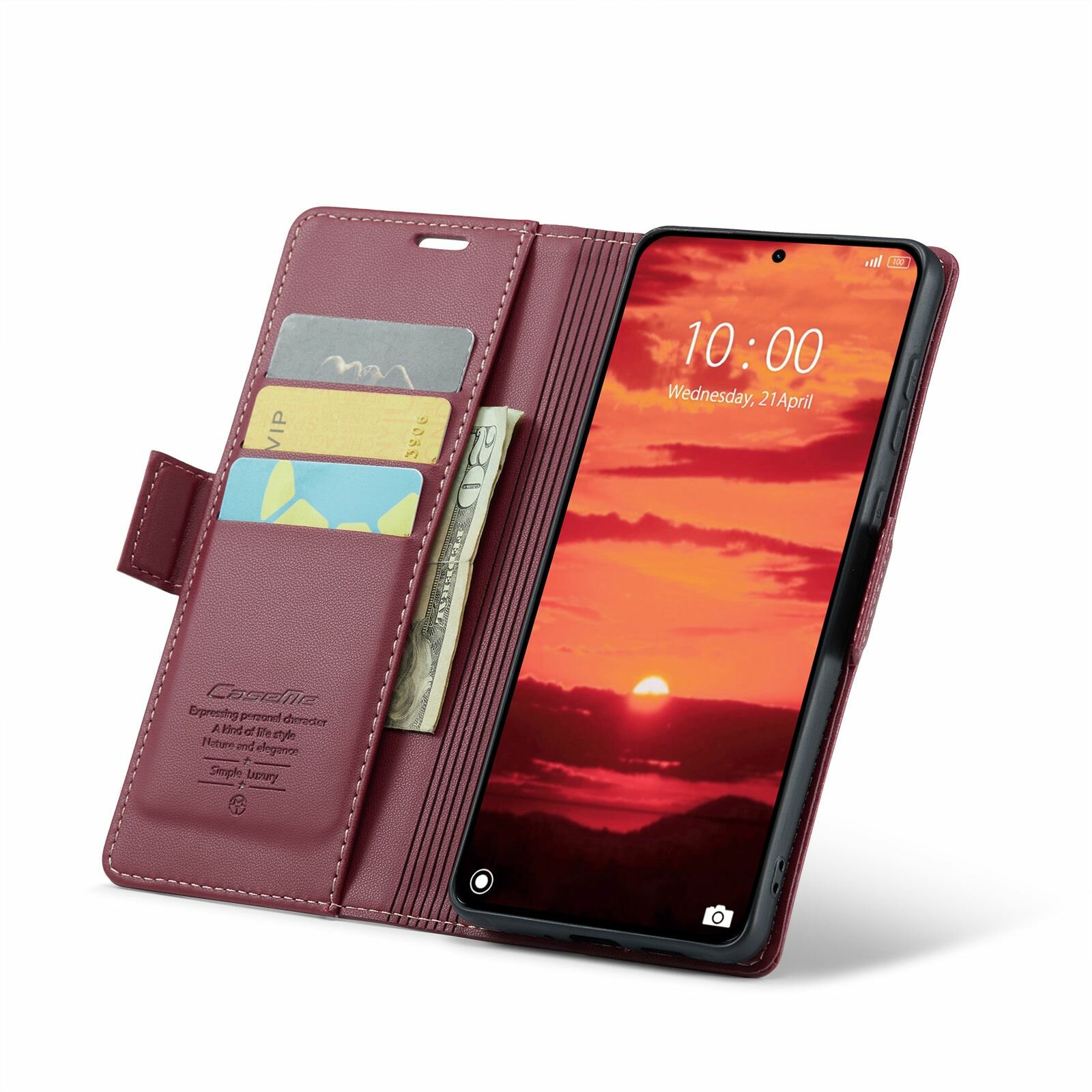 Чехол-книжка CaseMe Smooth Xiaomi 14T бордовый