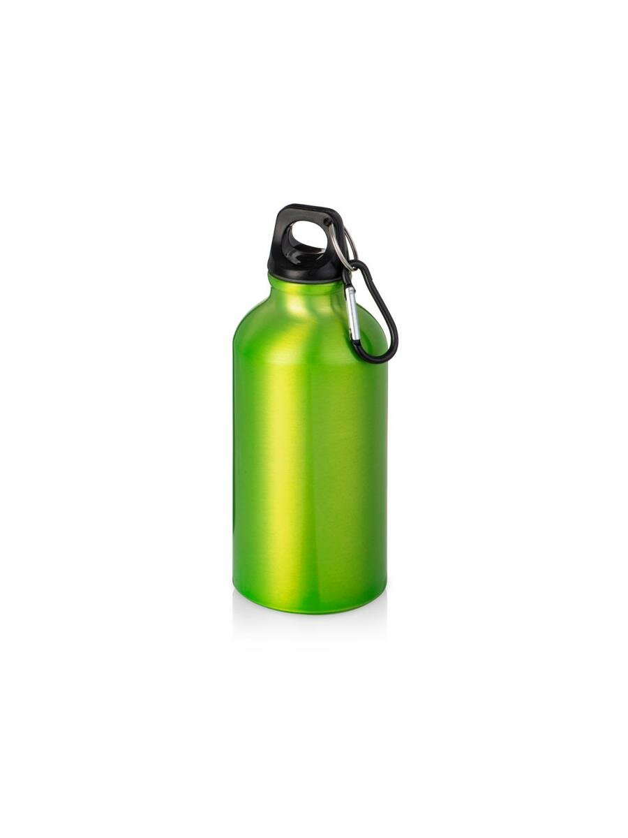 Бутылка для воды с карабином, алюминий, 400 мл, зеленое яблоко