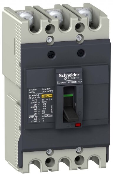 Автоматический выключатель Schneider Electric EZC100N в литом корпусе, 100А, трехполюсный