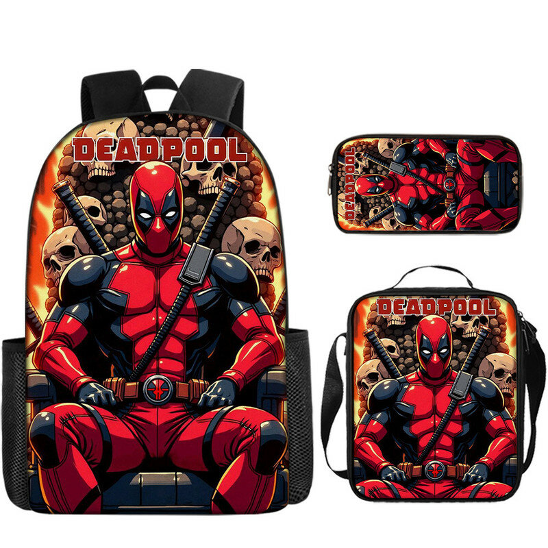 Рюкзак школьный + сумка через плечо + пенал-3 и 1 Сумка школьная мальчика для девочки подарок- Deadpool