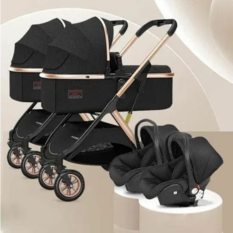 Коляска-люлька, коляска для близнецов, Матрасик *2 дождевик *2 москитная сетка *2 Накидка на ножки*2 страховочный ремень на руку *2 в комплекте -jua