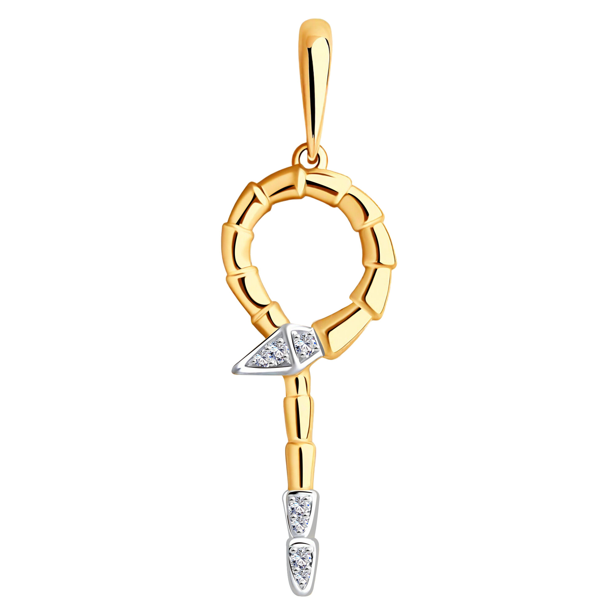 Подвеска, красное золото, 585 проба, фианит