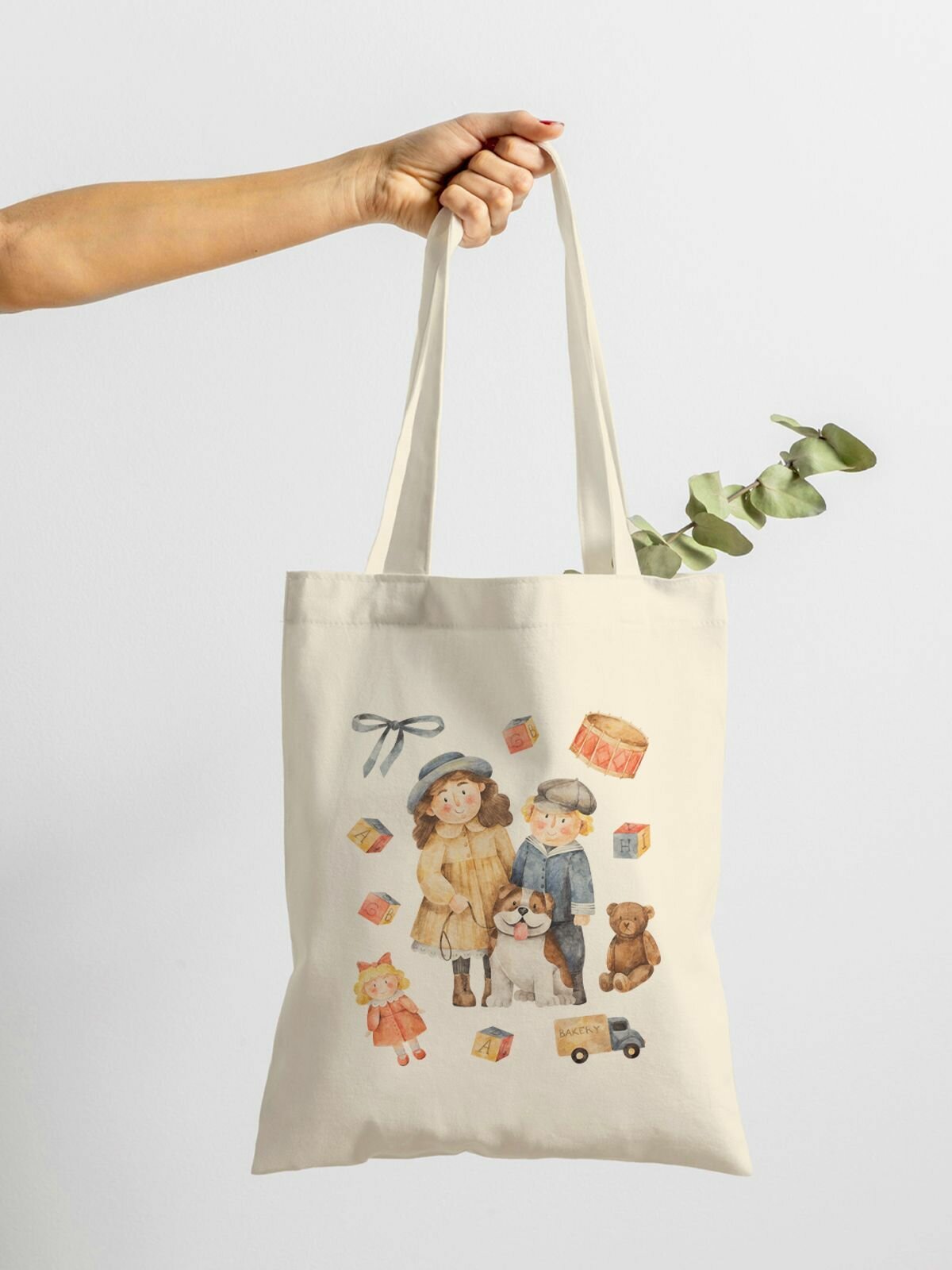 Сумка шоппер шоппер с принтом "Счастливое детство", шопер авоська холщовая с рисунком в подарок