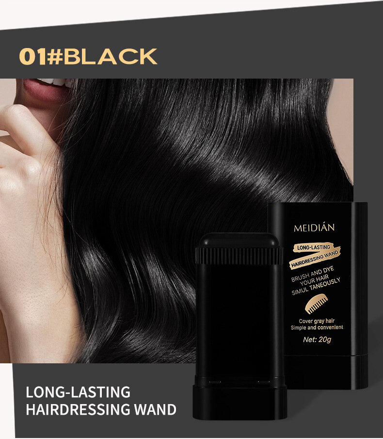 Портативный стик для окрашивания волос - быстрая маскировка белых волос, простое применение, быстрое окрашивание волос, длительное стойание для всех типов волос, стройный дизайн