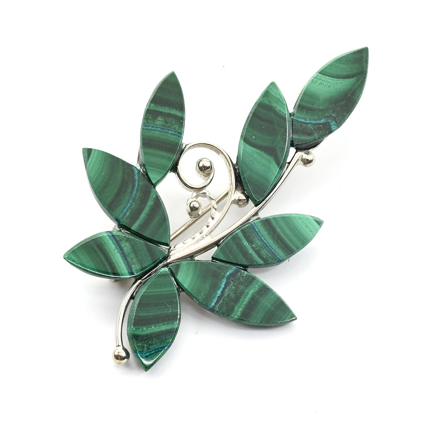 Брошь, малахит