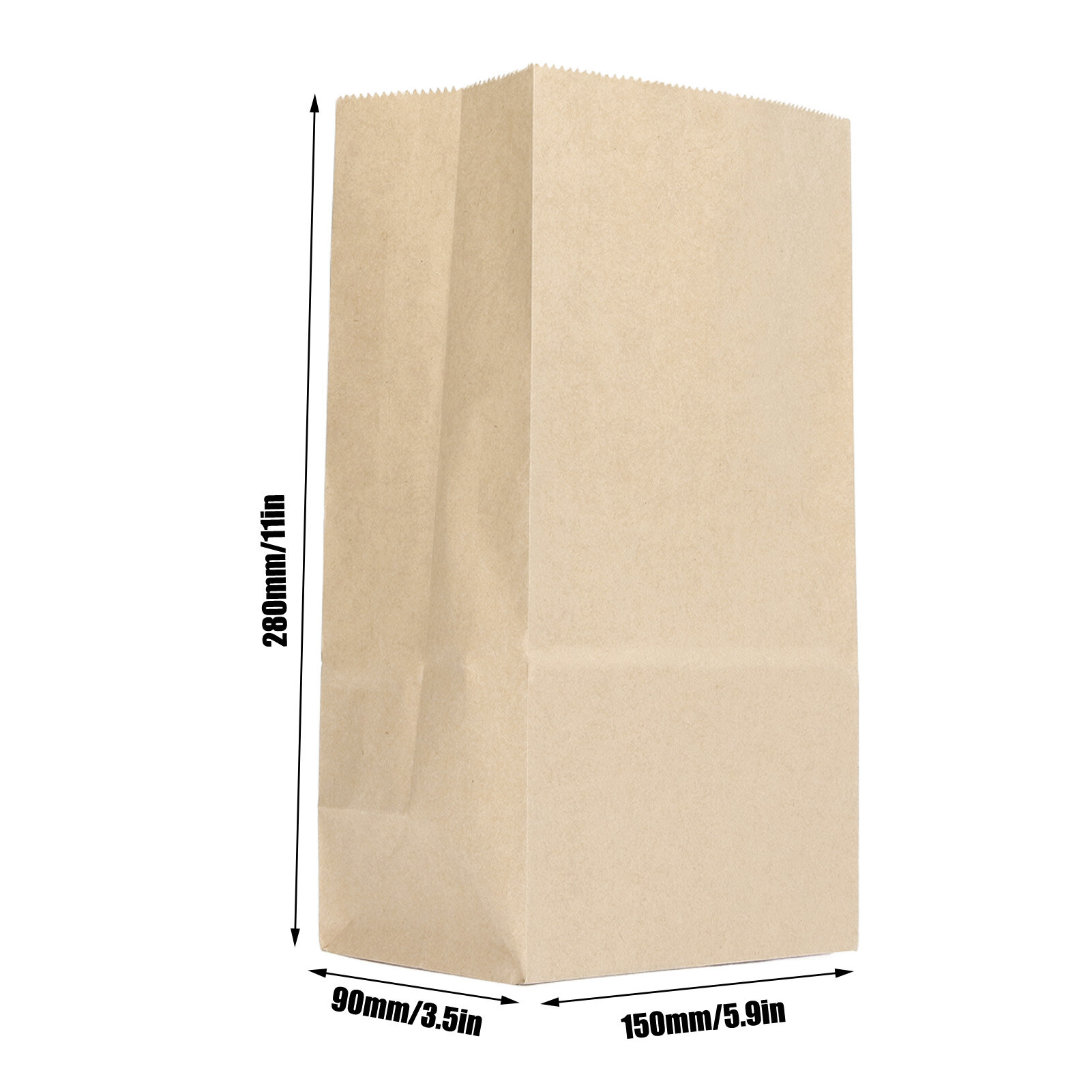 100 шт. мешок из крафт-бумаги пищевой жиронепроницаемый устойчивый к разрыву одноразовый коричневый пакет из крафт-бумаги для продуктов 280x150x90 мм/11x5,9x3,5 дюйма