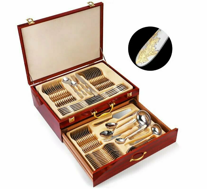 Набор столовых приборов Gisela, 72 предмета, нержавеющая сталь, серебристые, посеребренные, 12 персон