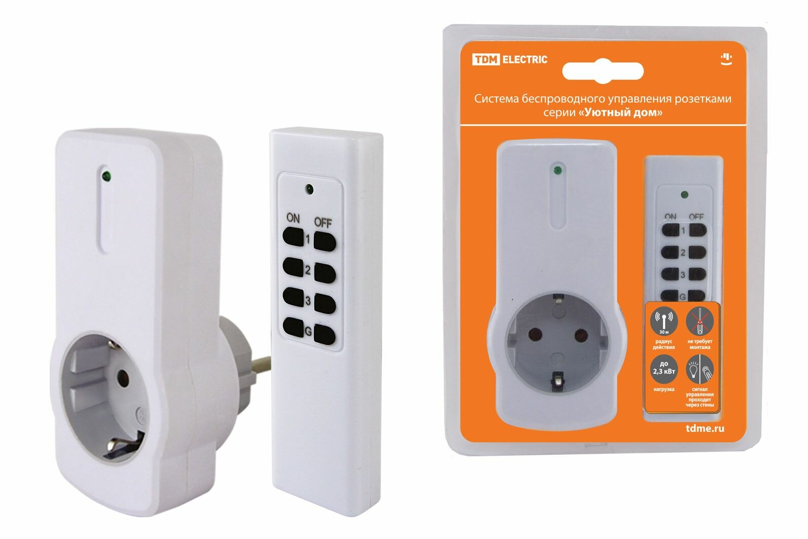 Розетка с пультом беспроводного управления радио до 30м TDM "Уютный дом"