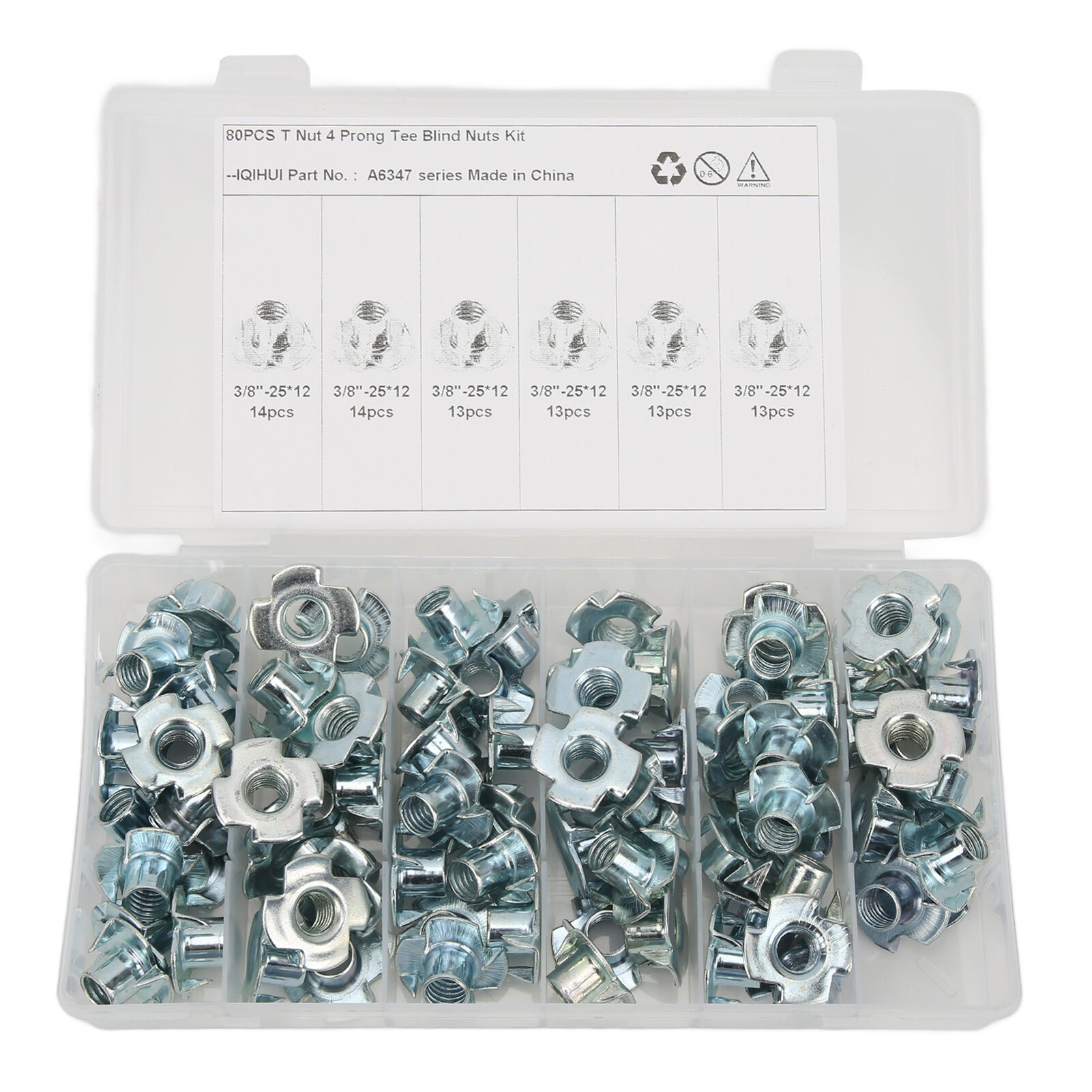 Гайки с четырьмя когтями, 80 шт, 3/8 дюйма, углеродистая сталь, предотвращающие ржавчину, для соединения дверей мебели