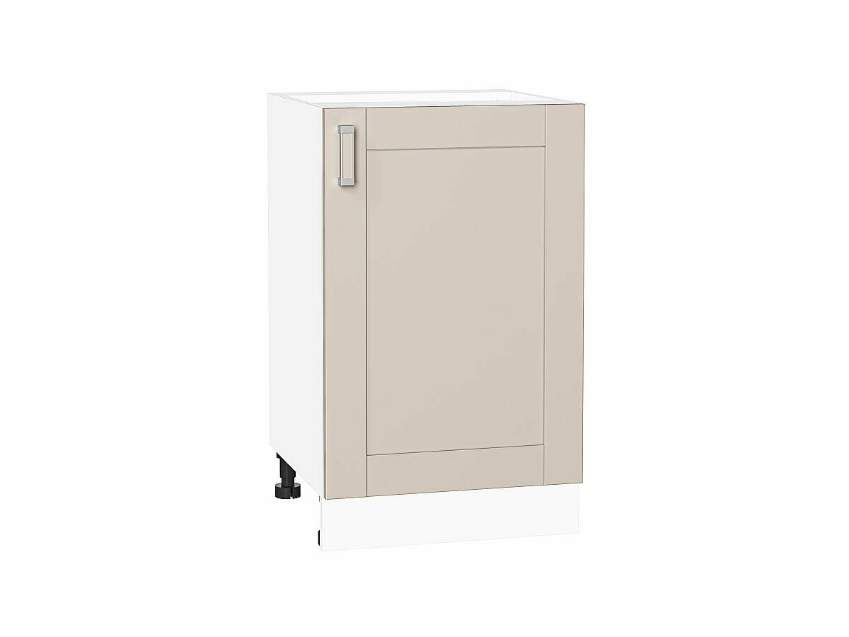 Шкаф нижний с 1-ой дверцей Лофт, цвет фасада Cream Silk, цвет каркаса Белый, 816*500*480 мм